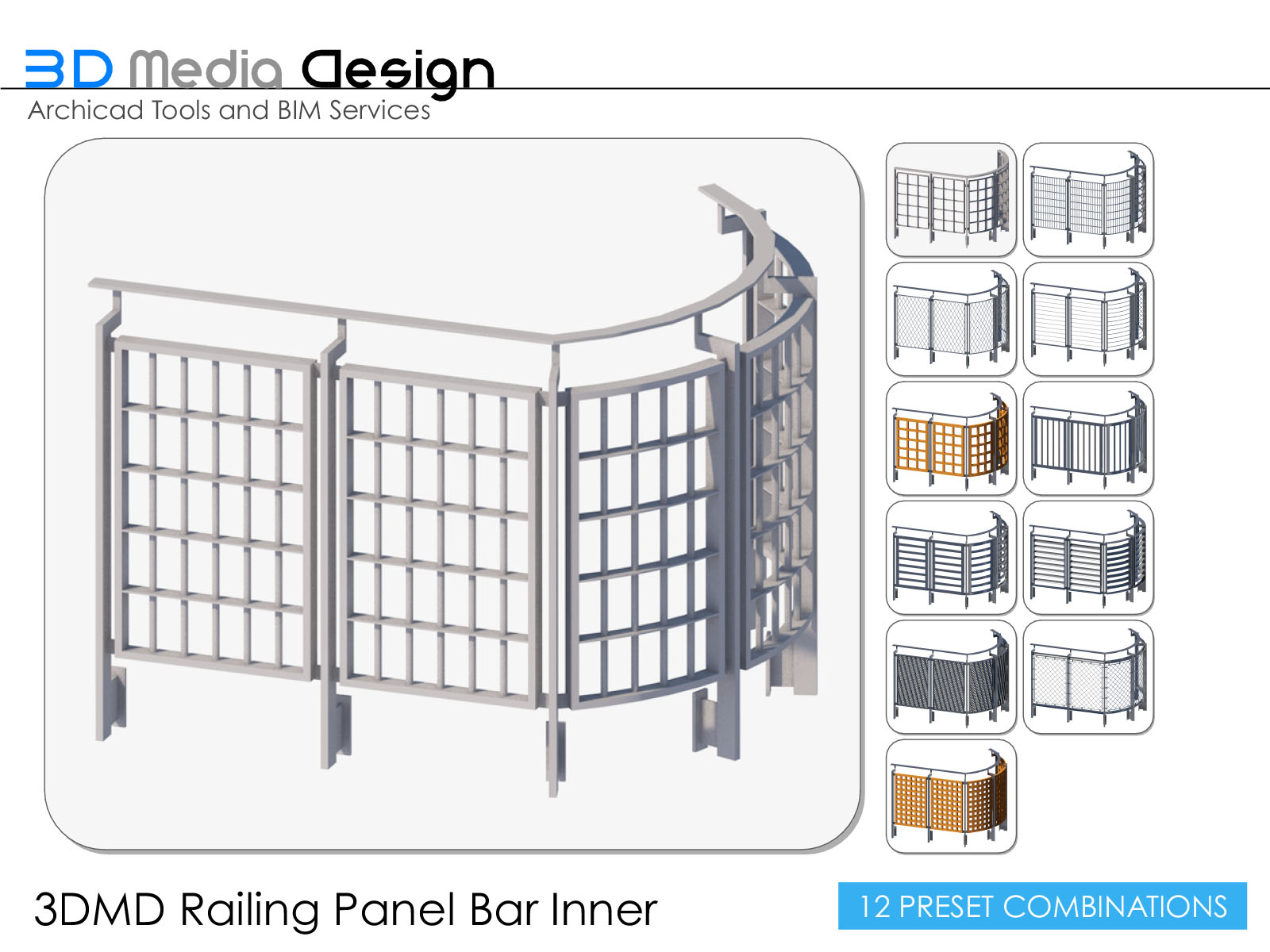 BIMcomponents.com — 3DMD Railing Panel Bar Inner Demo