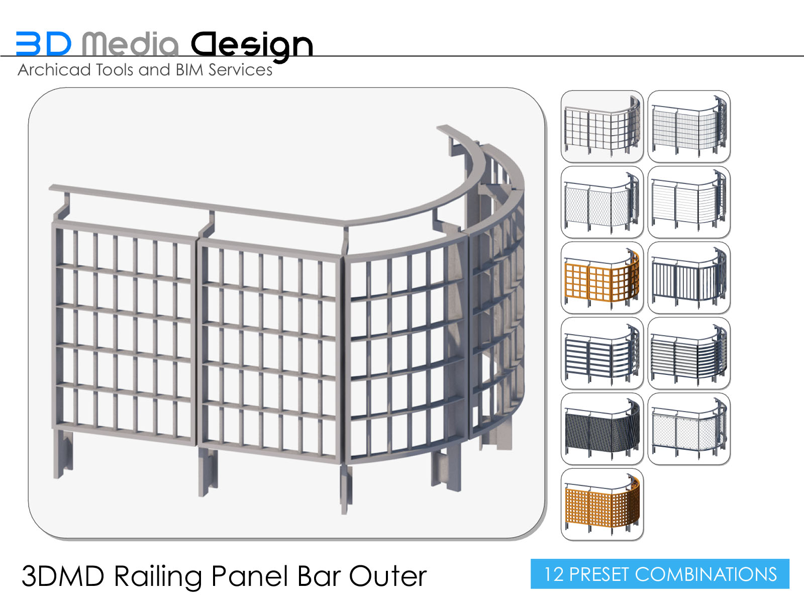 BIMcomponents.com — 3DMD Railing Panel Bar Outer Demo
