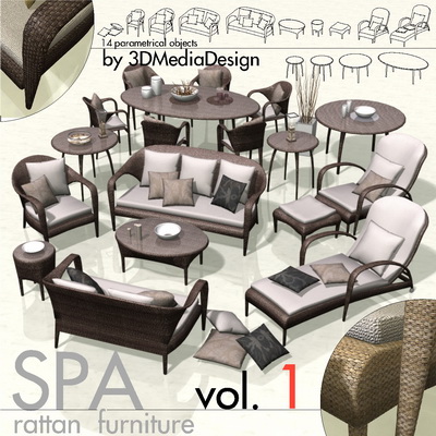 BIMcomponents.com — 3DMD SPA1 Rattan Furniture