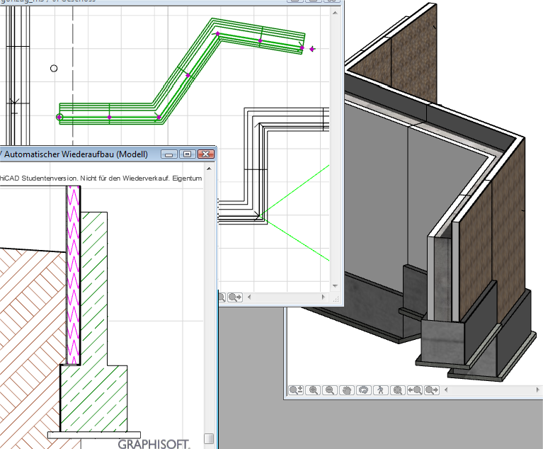 BIMcomponents.com — Fundamentabtreppung Polygonzug mit WD und Sockelputz