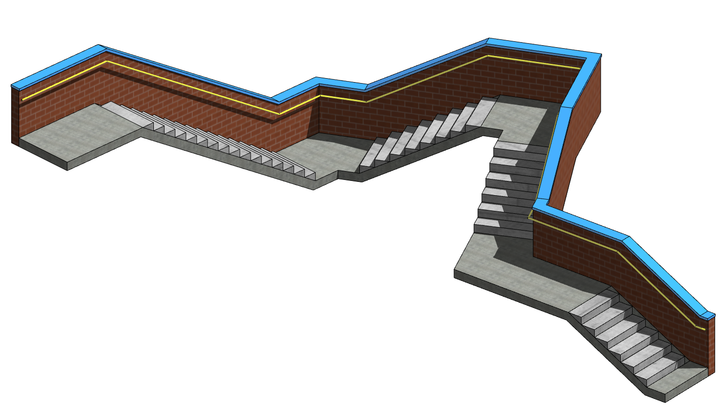 BIMcomponents.com — Geländer polygonal mit Weg und Treppen V18